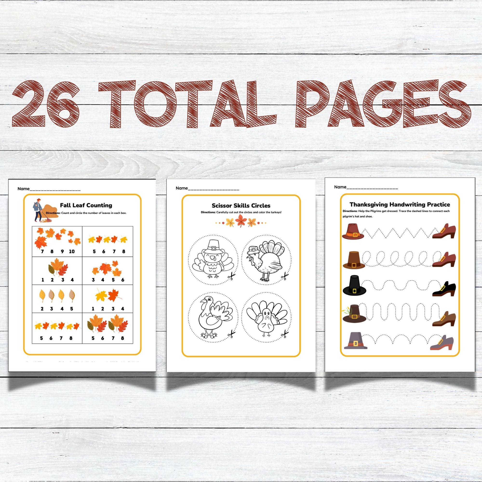 Preschool Thanksgiving Printable Activity Packet for Kids Printable Fun ...