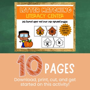 Alphabet Letter Matching Fall Theme Printable Activity, Upper and Lower ...