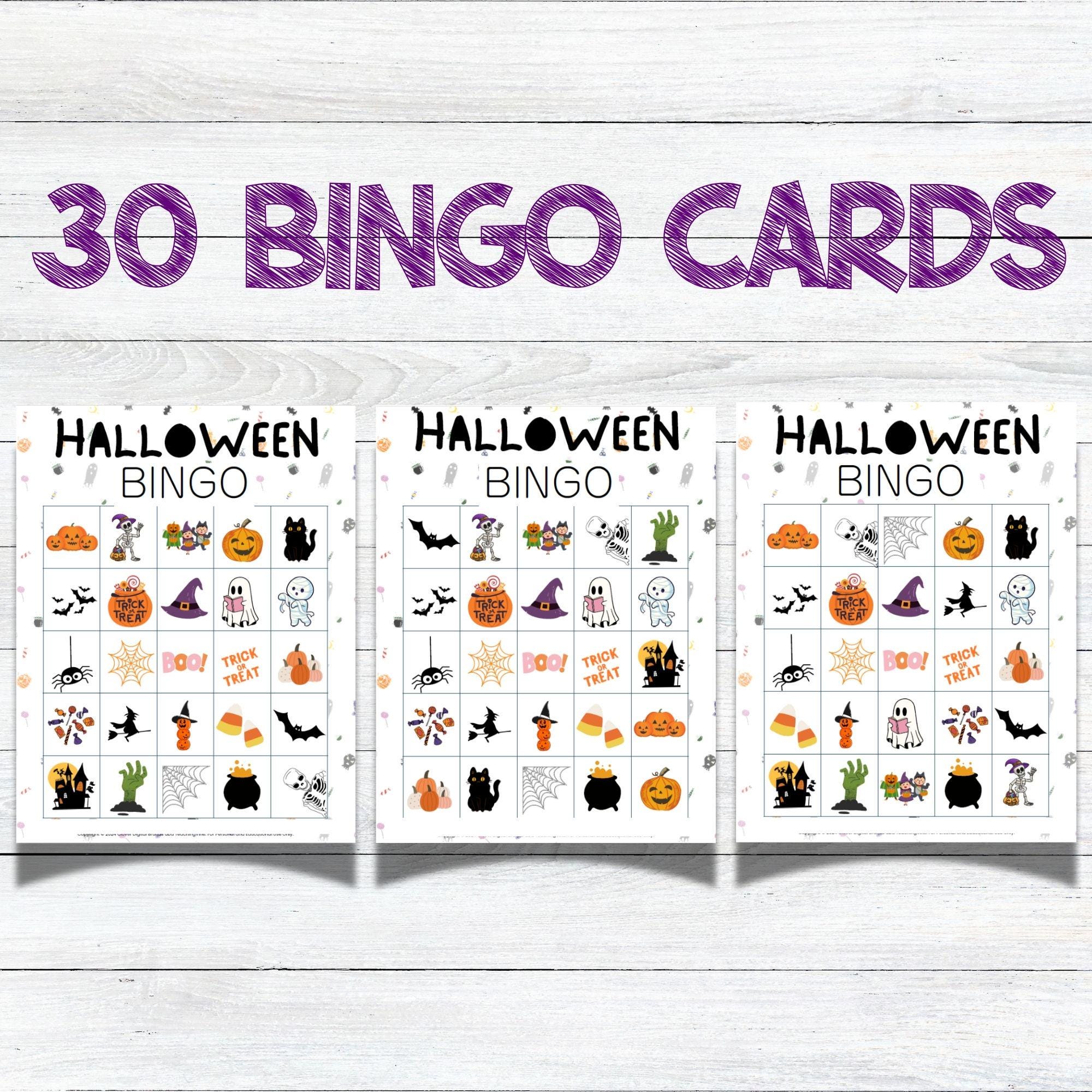 Halloween Bingo Cards for Kids Printable Fun Halloween Party Classroom ...