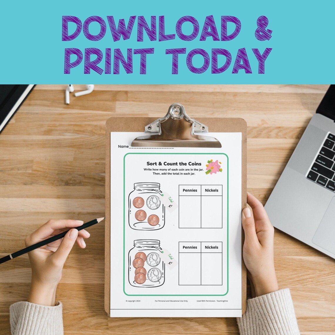 1st-2nd Grade Counting Coins Activities | Print & Go Worksheets - Etsy
