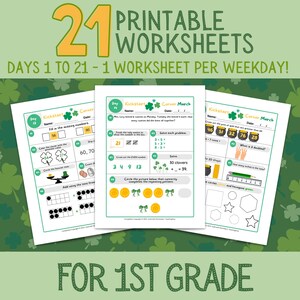 25 1st Grade Math Worksheets for March - Kickstart Corner, St Patrick's ...