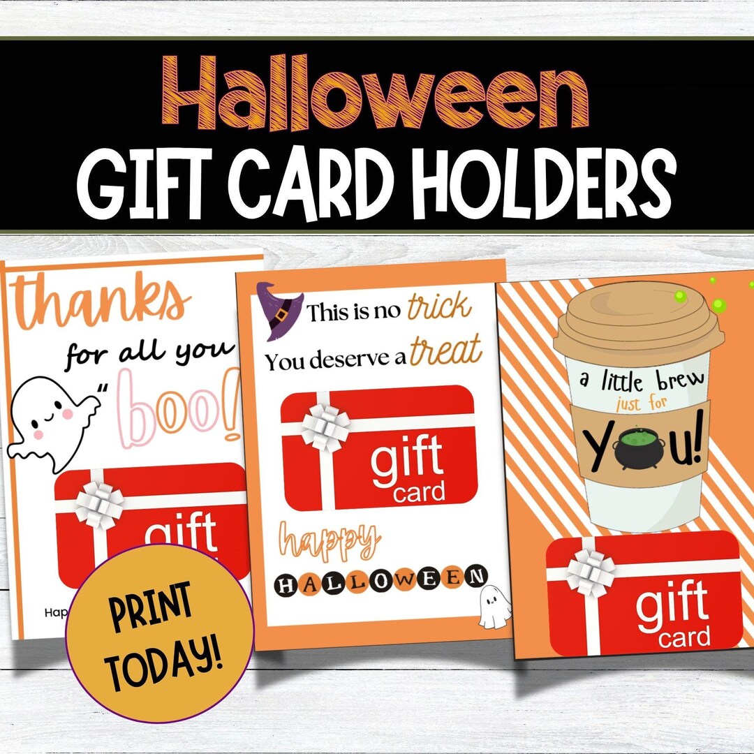 Printable Halloween Theme Gift Card Holder Printable Gift for Teacher ...