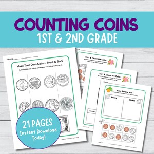 1st-2nd Grade Counting Coins Activities | Print & Go Worksheets - Etsy