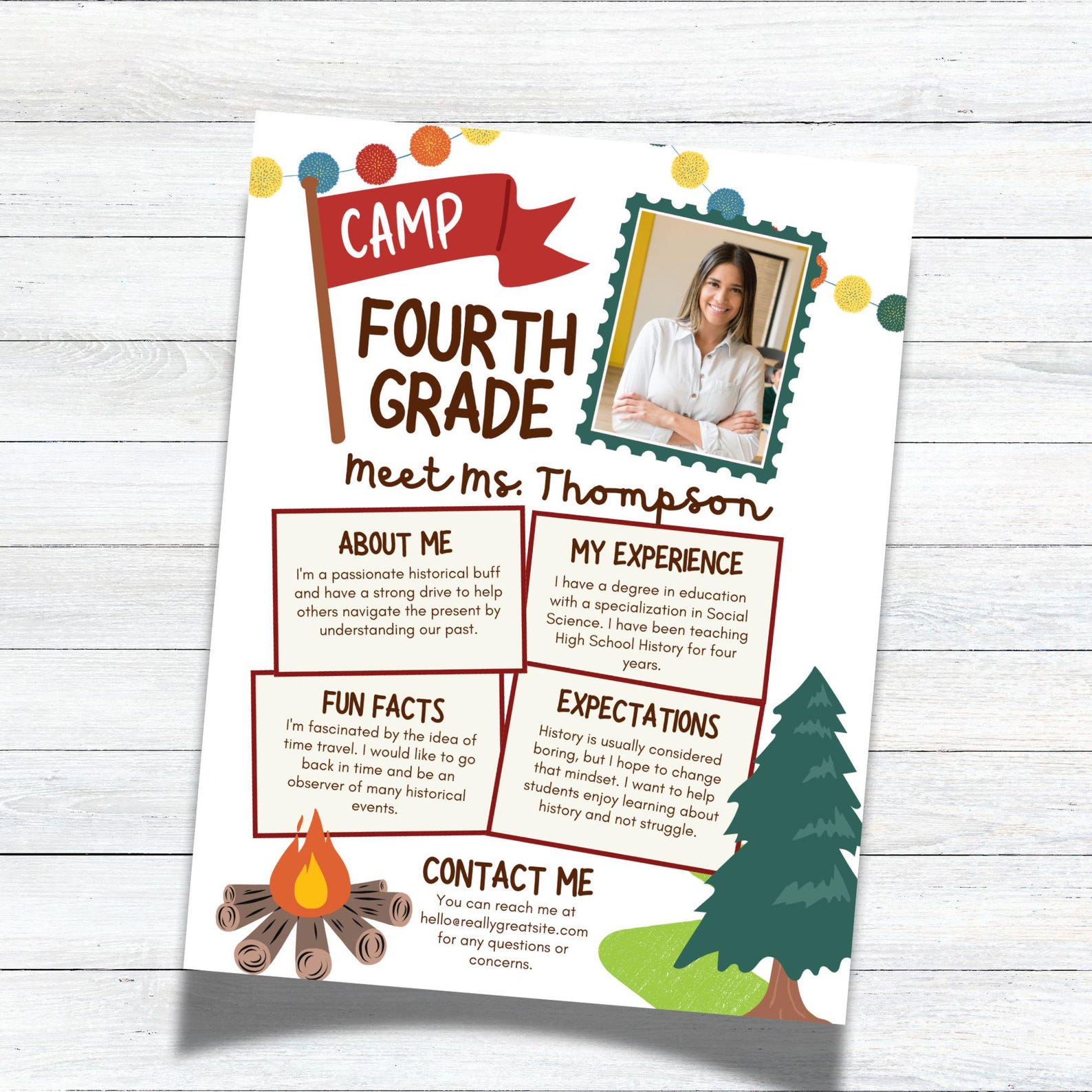 Meet the Teacher Camping Template | Creative Projects - Etsy