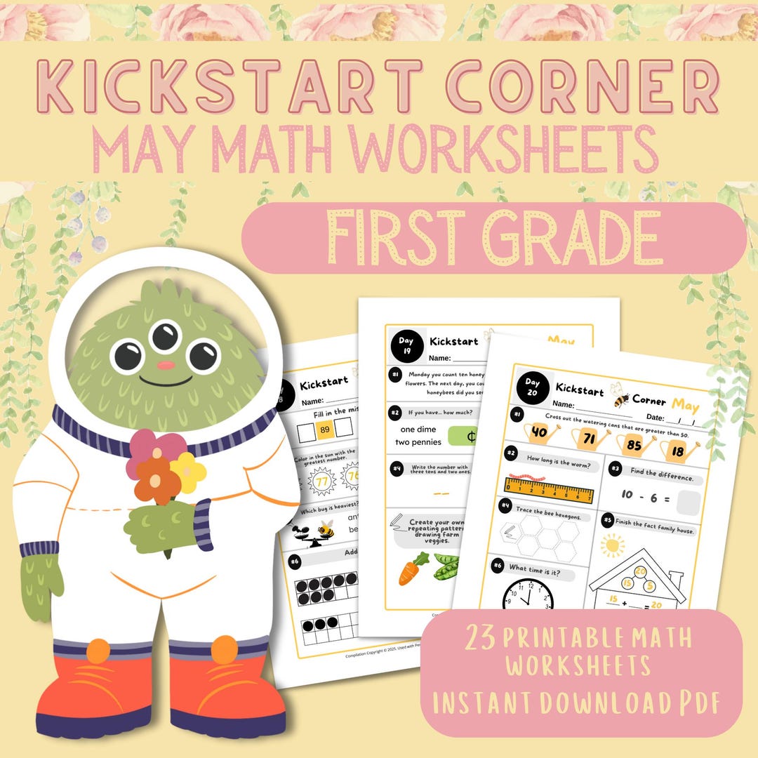 1st Grade May Math Worksheets | Spring Learning Bundle - Etsy
