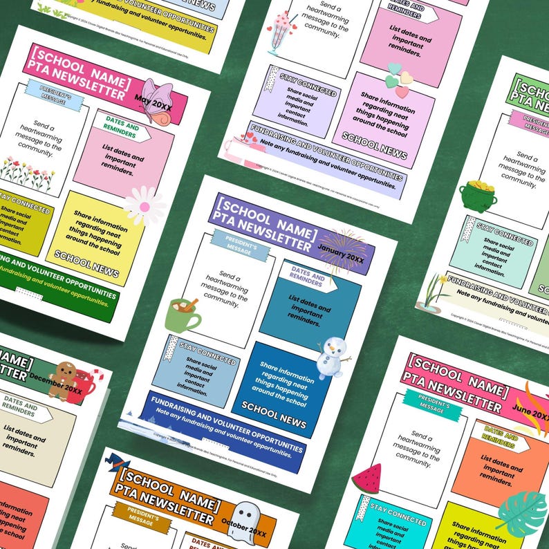 PTA PTO Newsletter Templates | Editable Canva Bundle - Etsy