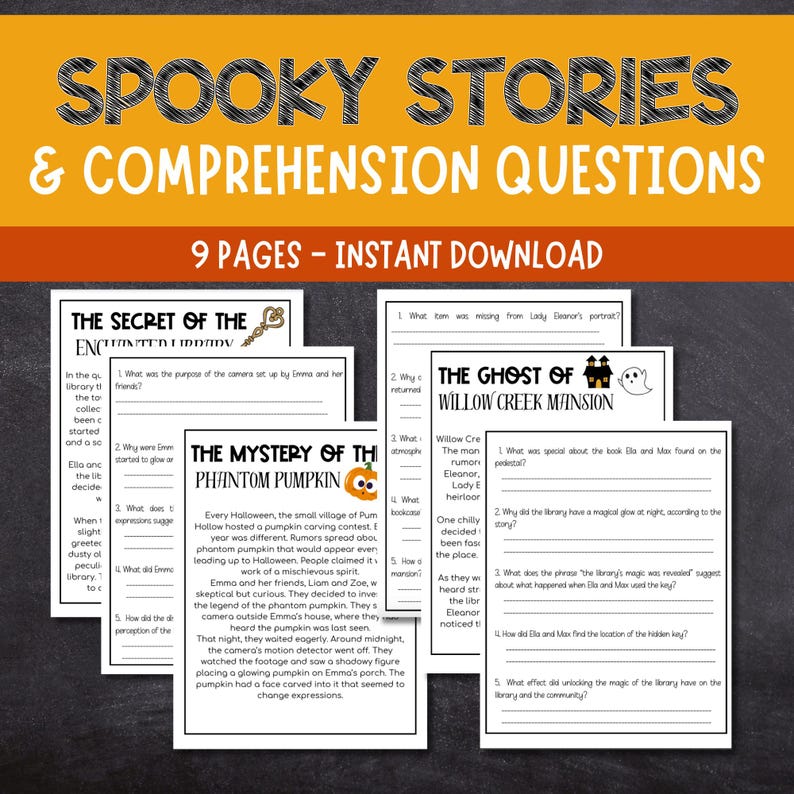 Spooky Halloween Reading Comprehension Worksheet Printable, Reading ...