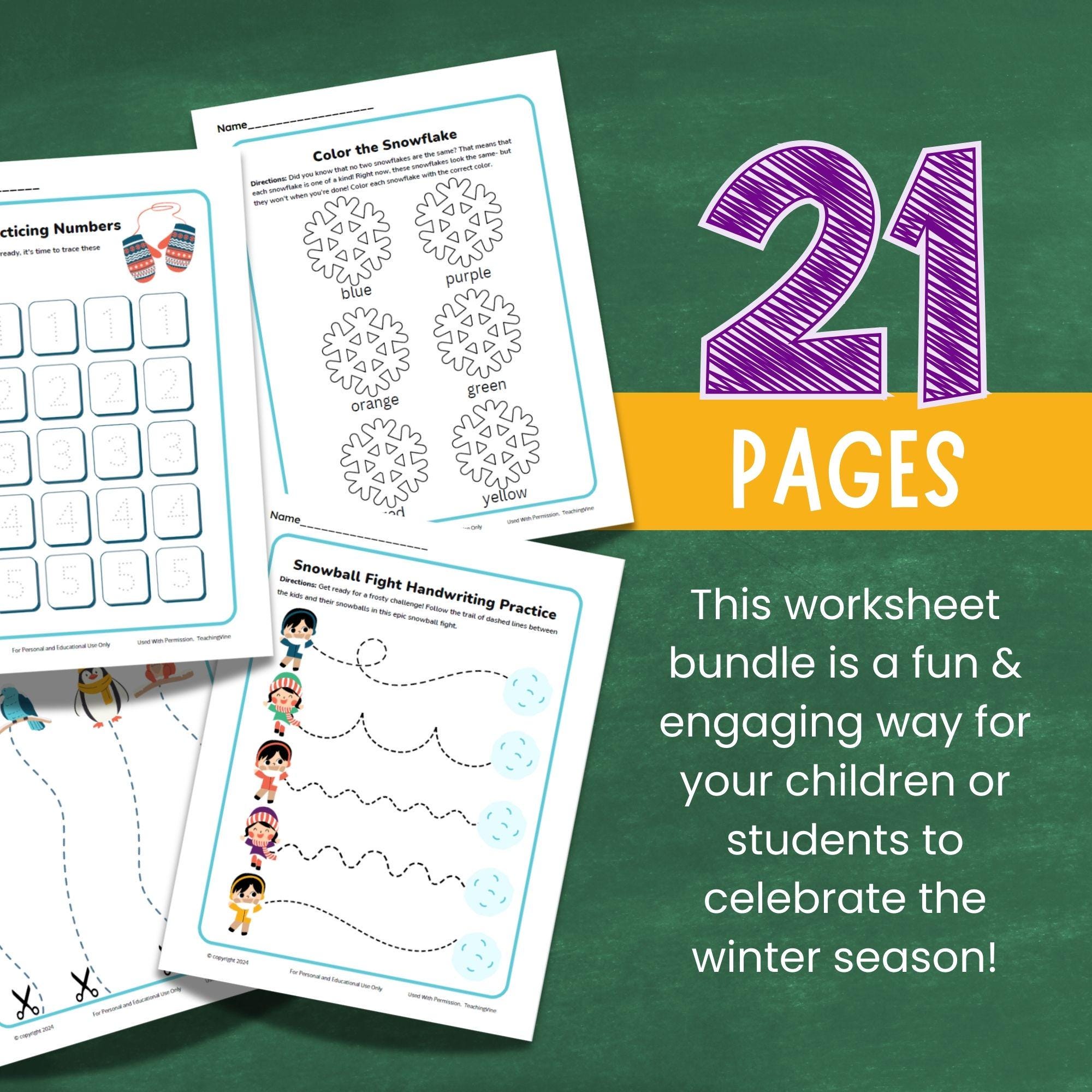 Preschool Learning Bundle for Kids - Printable Winter Theme Classroom ...