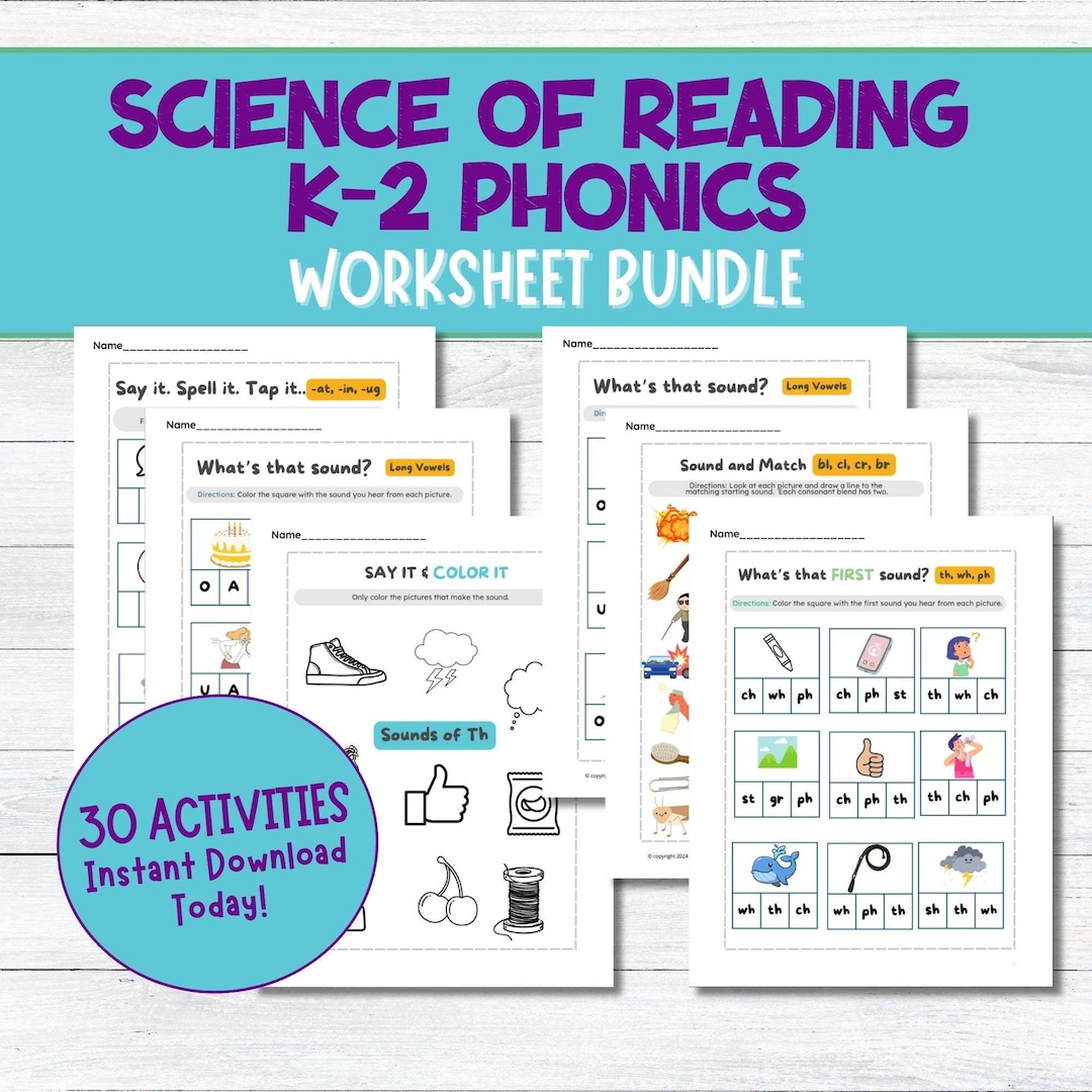 K-2 Phonics Science of Reading Bundle | No-prep Learning - Etsy