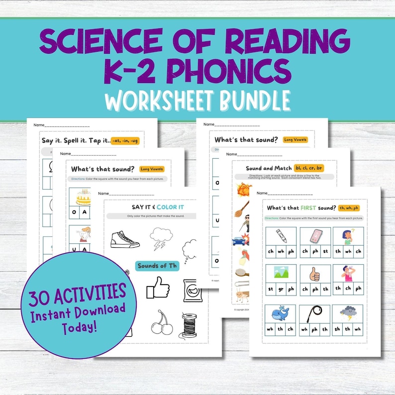 K-2 Phonics Science of Reading Bundle | No-prep Learning - Etsy