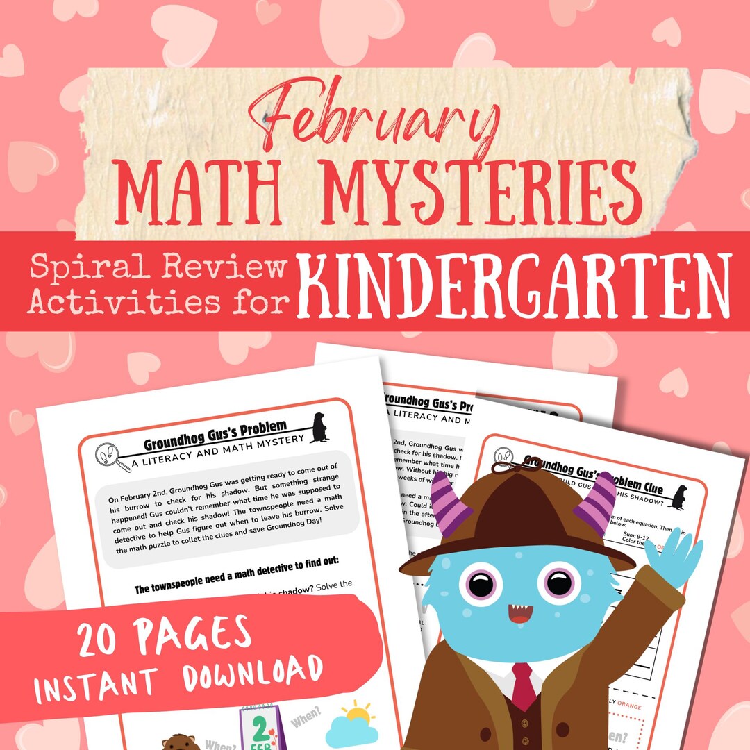 Kindergarten Math Activity - February Math Mystery, Printable Worksheet ...