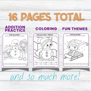 Winter Theme Color by Number Printable Math Activity for Kindergarten ...