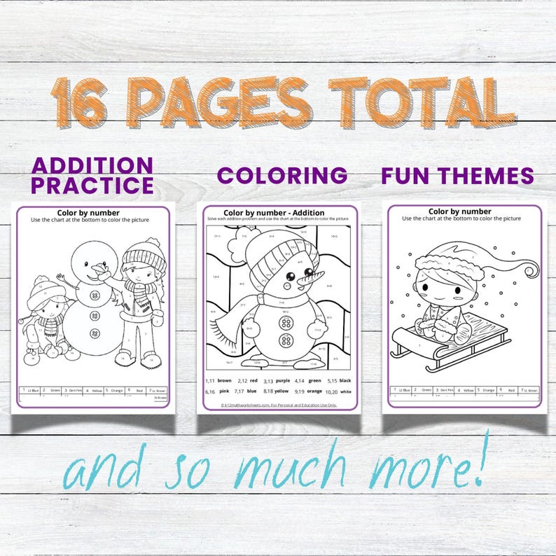 Winter Theme Color by Number Printable Math Activity for Kindergarten ...