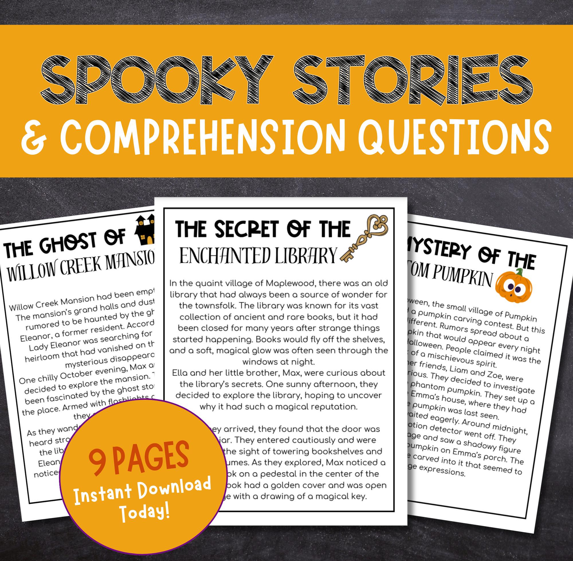 Spooky Halloween Reading Comprehension Worksheet Printable, Reading ...