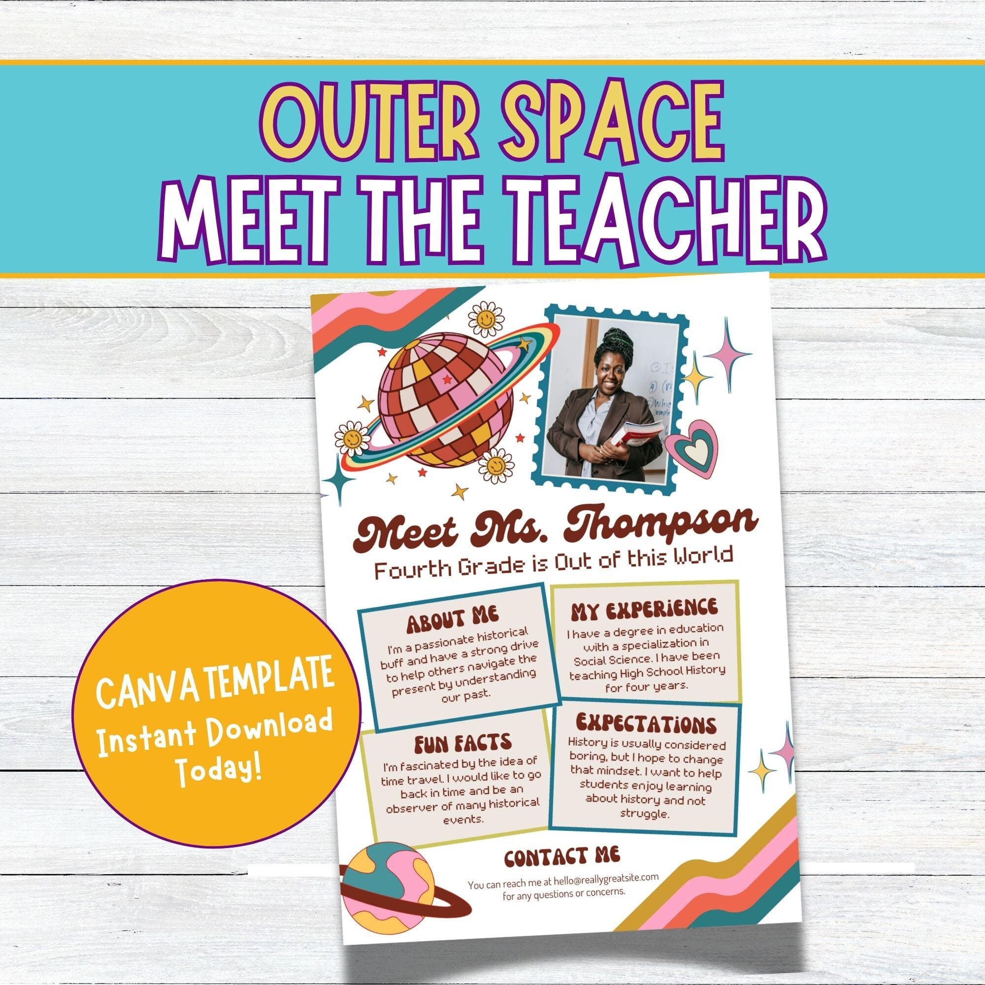 Retro Space Theme Teacher Template | Creative Projects - Etsy