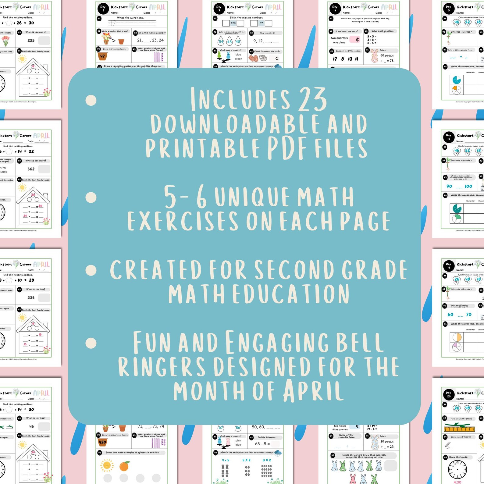 25 2nd Grade Math Worksheets for April - Kickstart Corner, Printable ...