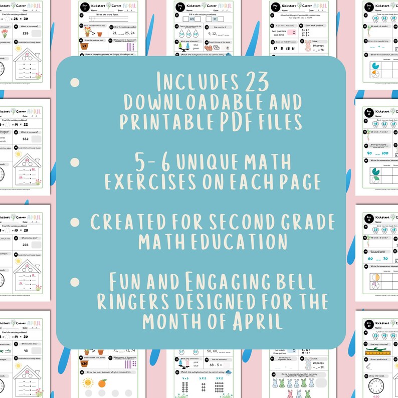 25 2nd Grade Math Worksheets for April - Kickstart Corner, Printable ...