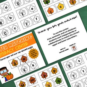 Alphabet Letter Matching Fall Theme Printable Activity, Upper and Lower ...