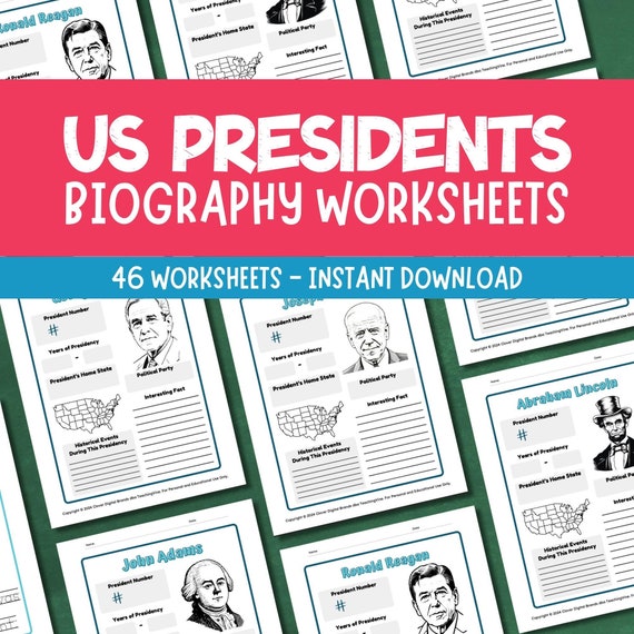 American Presidents Worksheets