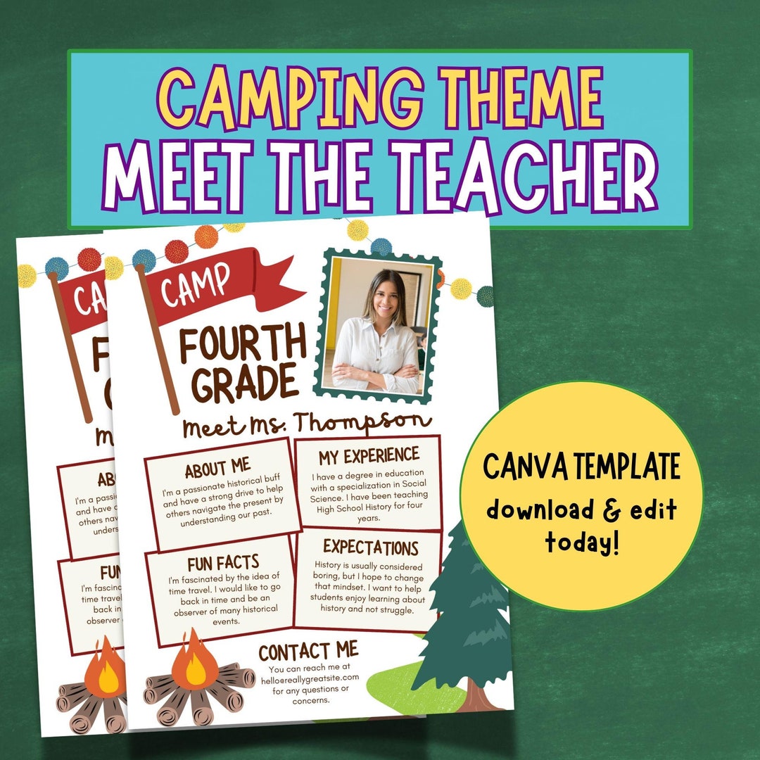 Meet the Teacher Camping Template | Creative Projects - Etsy