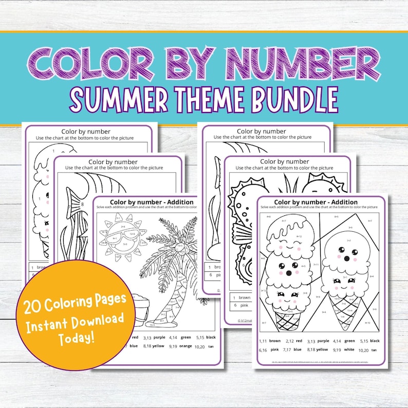 K-2nd Grade Summer Color by Number | Creative Projects - Etsy