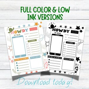 Western Theme All About Me Printable Activity Teacher First Day of ...