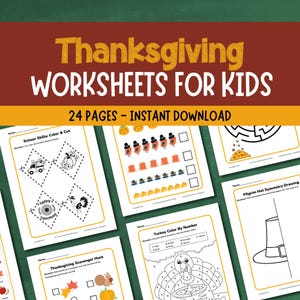 Thanksgiving Printable Worksheet Activity Bundle for Kids Printable Fun ...