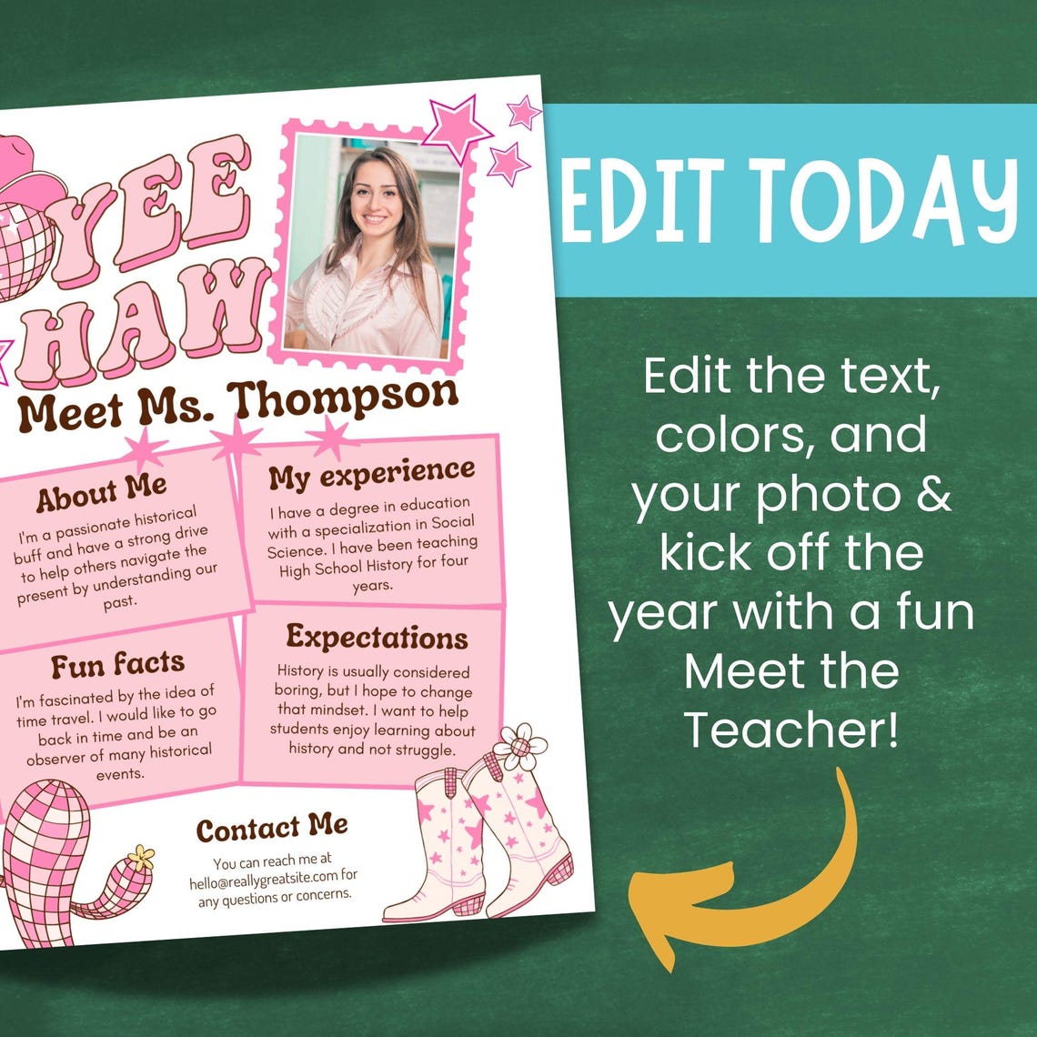 Western Theme Meet the Teacher Canva Template Instant Download Parent ...