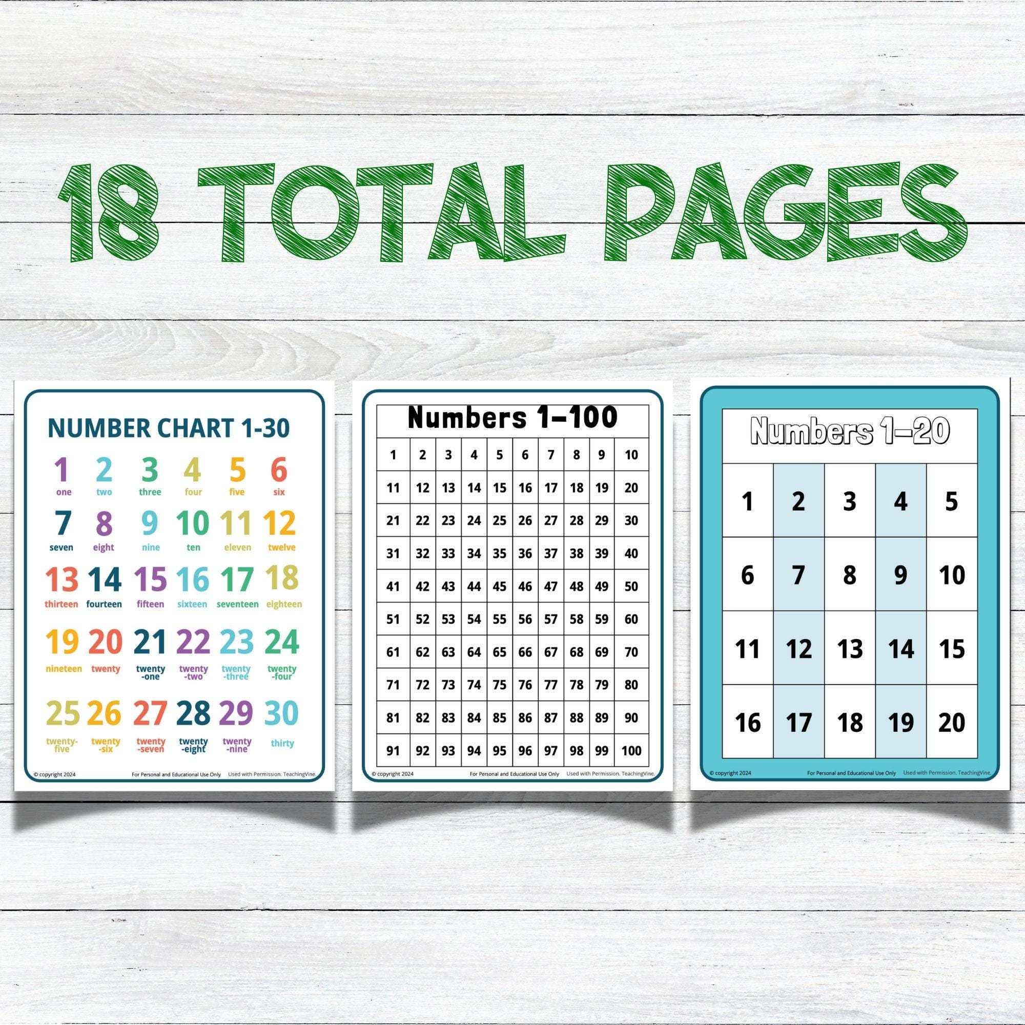 Prek-2nd Grade Number Chart Posters | Creative Projects - Etsy