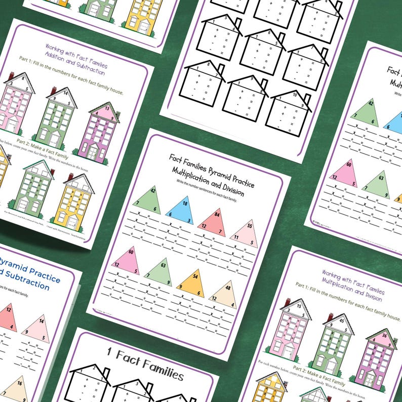 1st-3rd Grade Math Fact Families Bundle | Print & Go Worksheets - Etsy