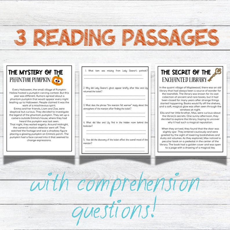 Spooky Halloween Reading Comprehension Worksheet Printable, Reading ...