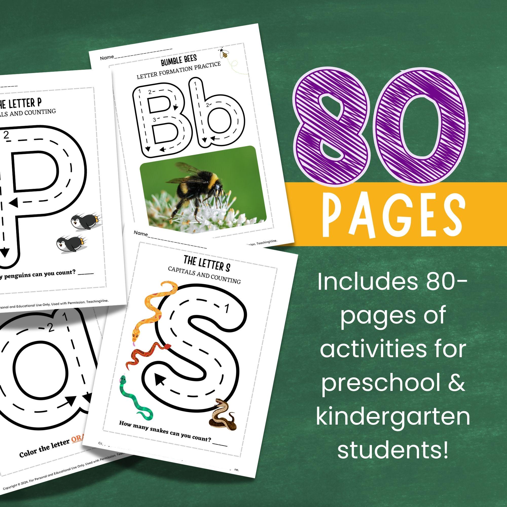 ABC Alphabet Letters Worksheet Bundle Phonics Printable Activities ...