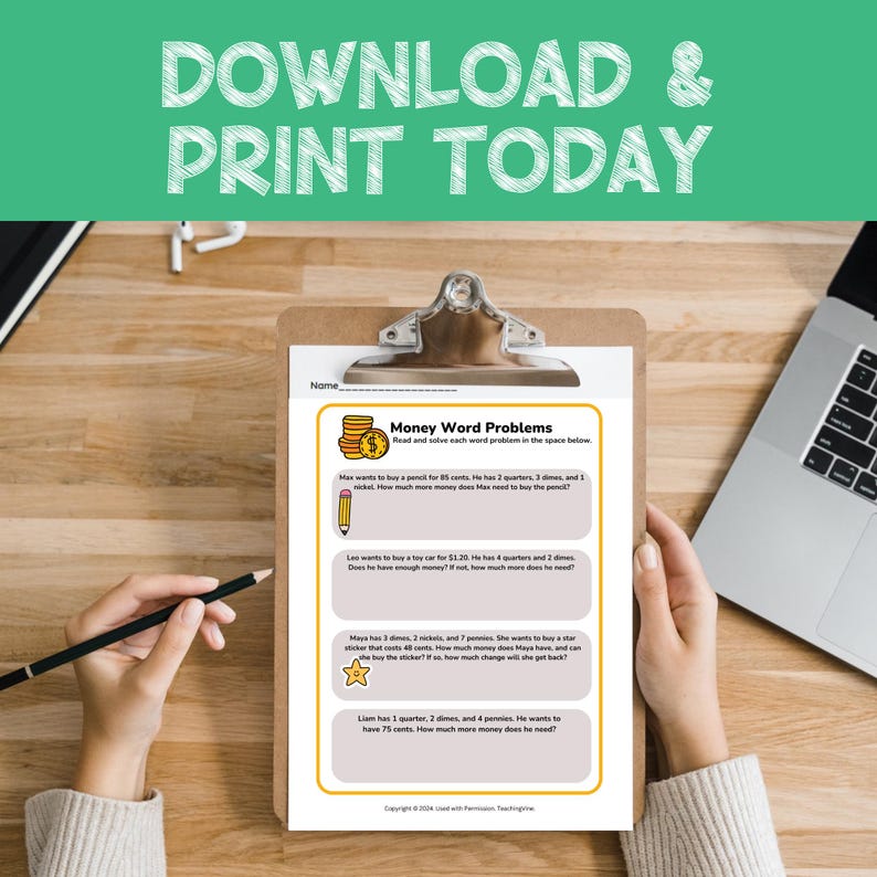 Consumer Math Word Problems for Grade 3: Build Fluency With Coins and ...