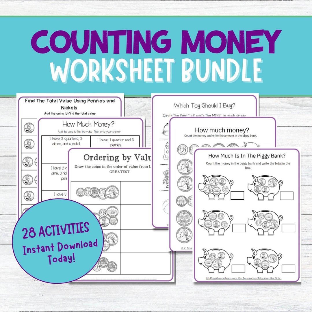 1st-2nd Grade Money Counting Activities | Print & Go Worksheets - Etsy