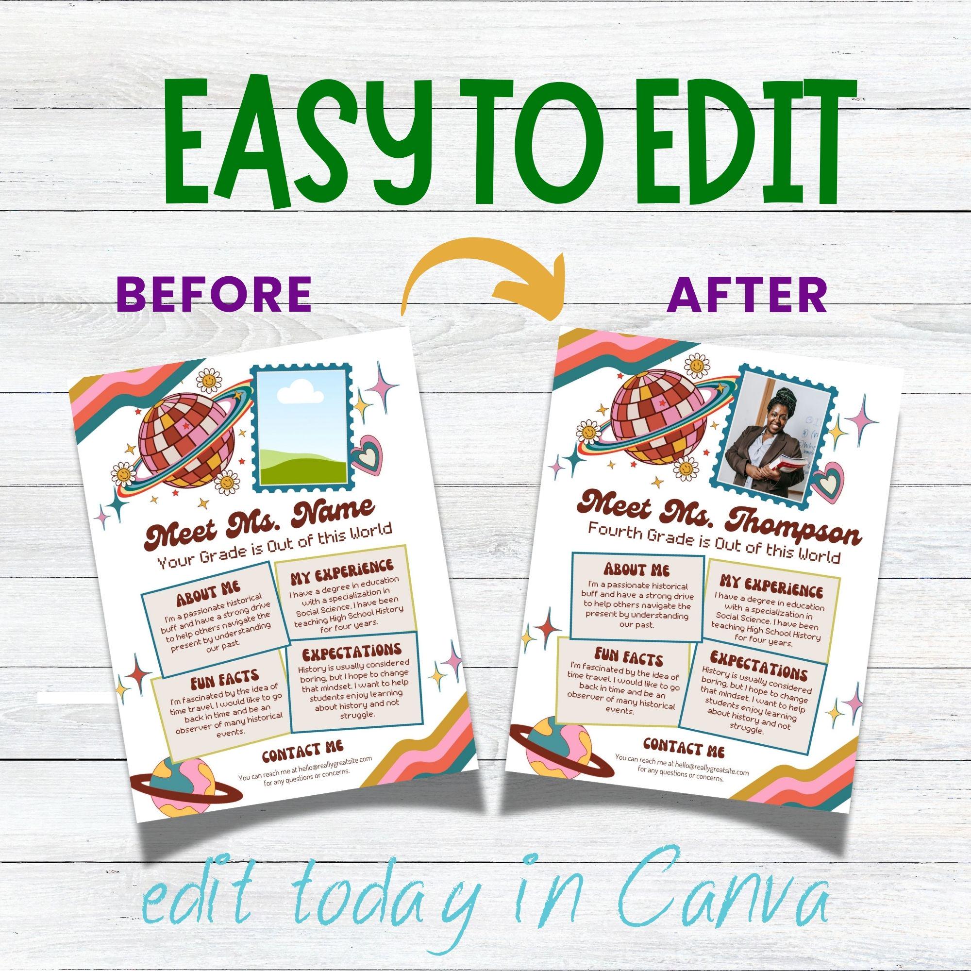 Retro Space Theme Teacher Template | Creative Projects - Etsy