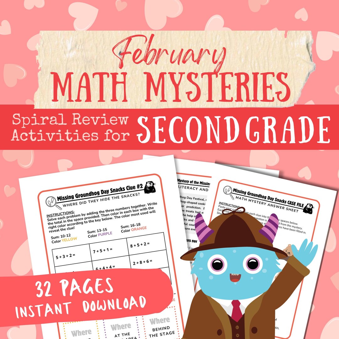 2nd Grade Math Activity - February Math Mystery, Printable Worksheet ...