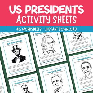 US Presidents Coloring Activity Printable Worksheets Handwriting ...