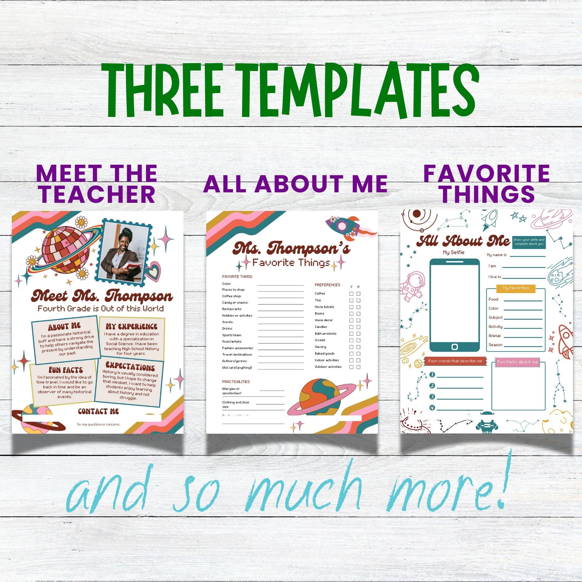 Outer Space Theme Teacher Printable Bundle Meet the Teacher Canva ...