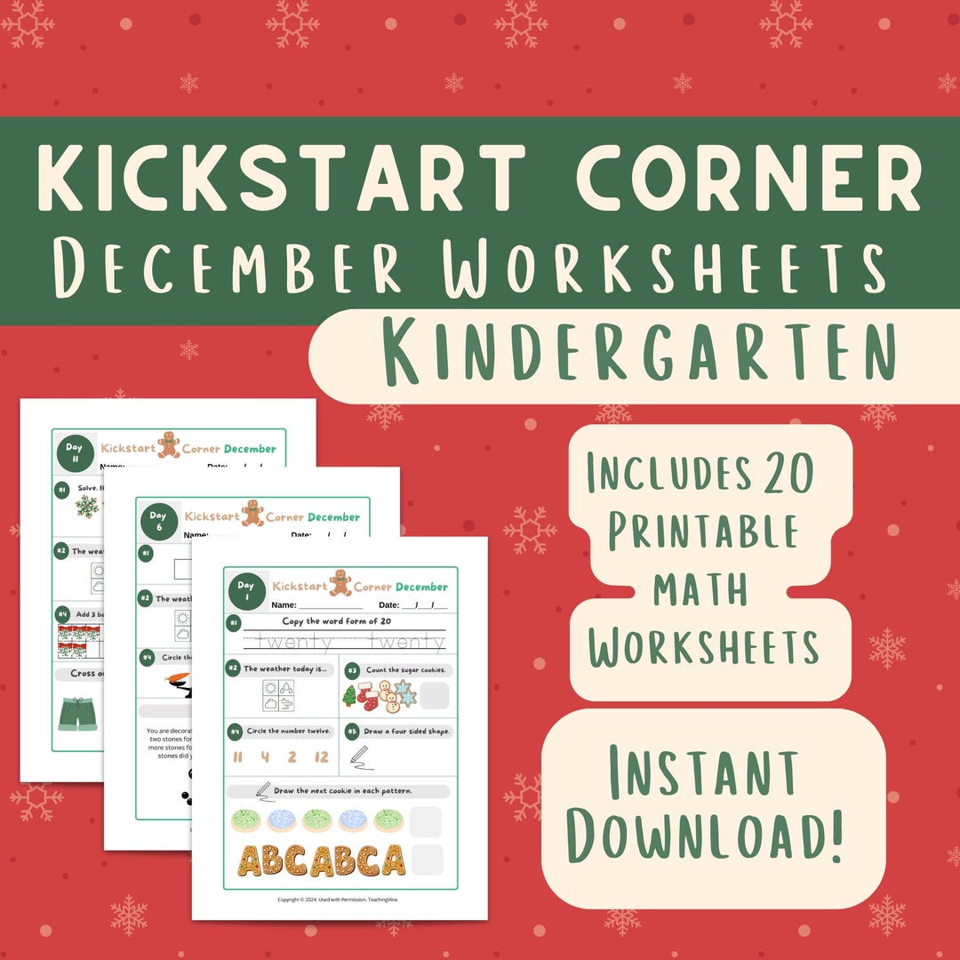 Kindergarten December Math Activities | Christmas Learning Bundle - Etsy