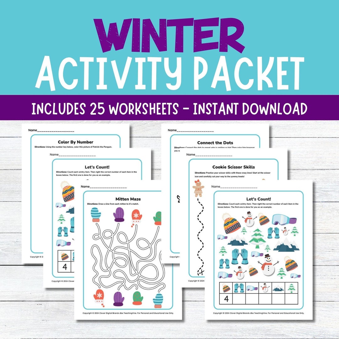 Prek-k Winter Break Activity Packet | Creative Projects - Etsy