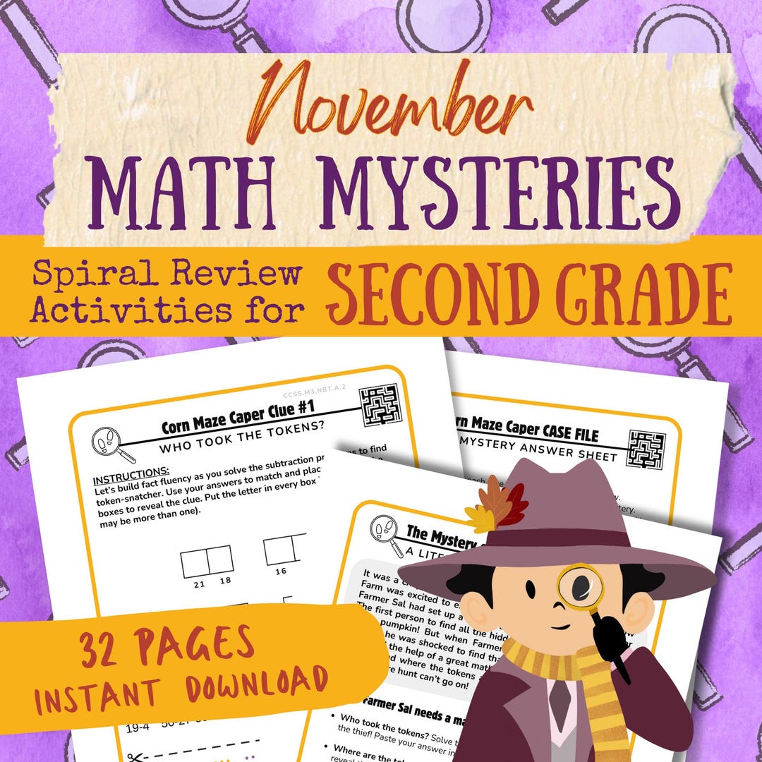 November Math Mystery, Printable 2nd Grade Worksheets, Morning Work ...