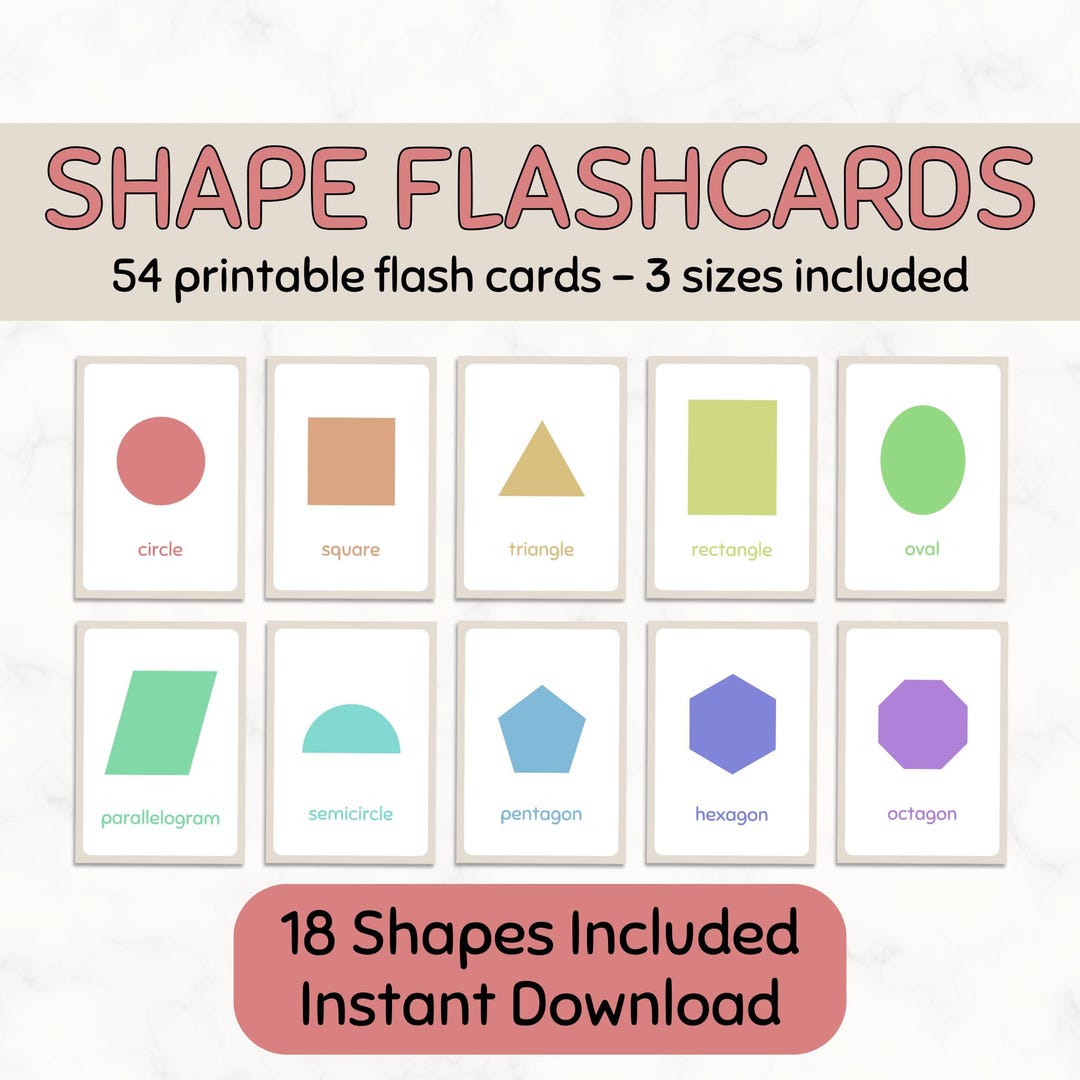 Preschool Shapes Flashcards | Rainbow Learning Cards - Etsy