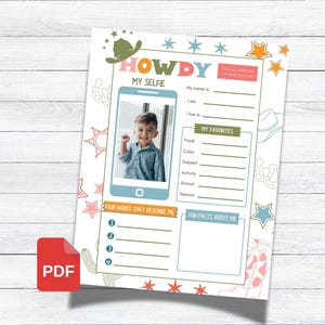 Western Theme All About Me Printable Activity Teacher First Day of ...