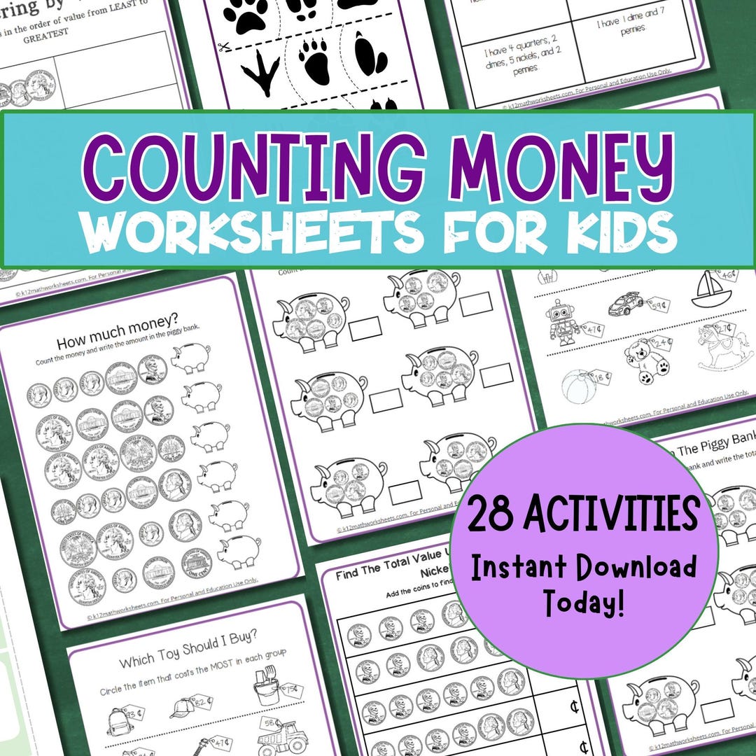 1st-2nd Grade Money Counting Activities | Print & Go Worksheets - Etsy