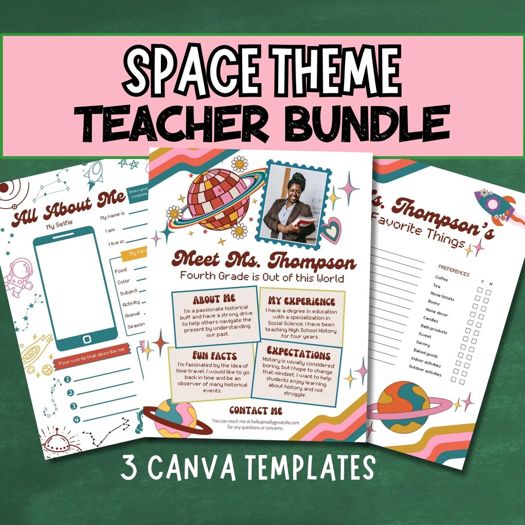 Outer Space Theme Teacher Printable Bundle Meet the Teacher Canva ...