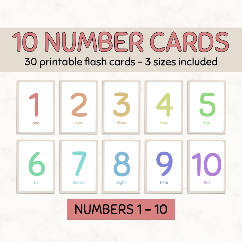 Number Flash Cards 1 to 10, Preschool Counting Flash Cards, Number ...