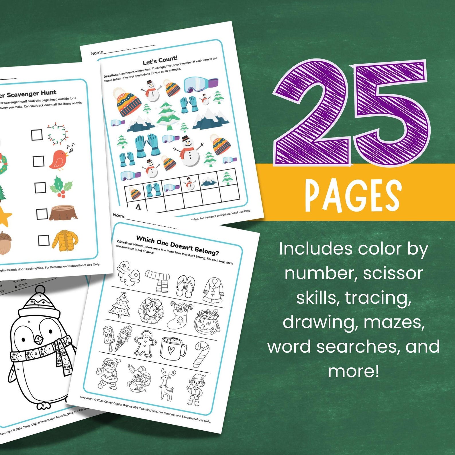 Winter Break Activity Packet for Kids Printable Fun Holiday Party ...