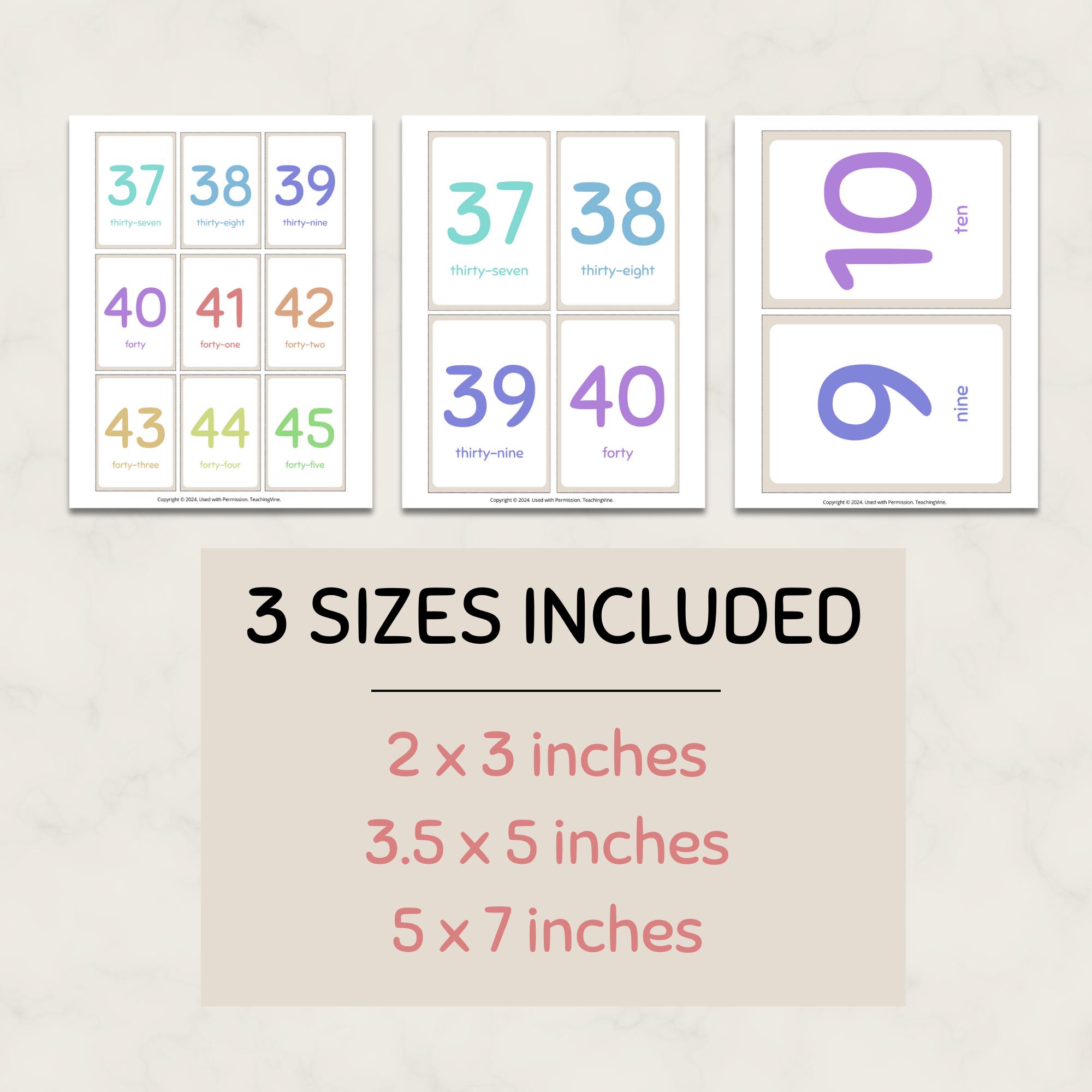 100 Number Flash Cards 1 to 100, Preschool Counting Flashcards, Number ...