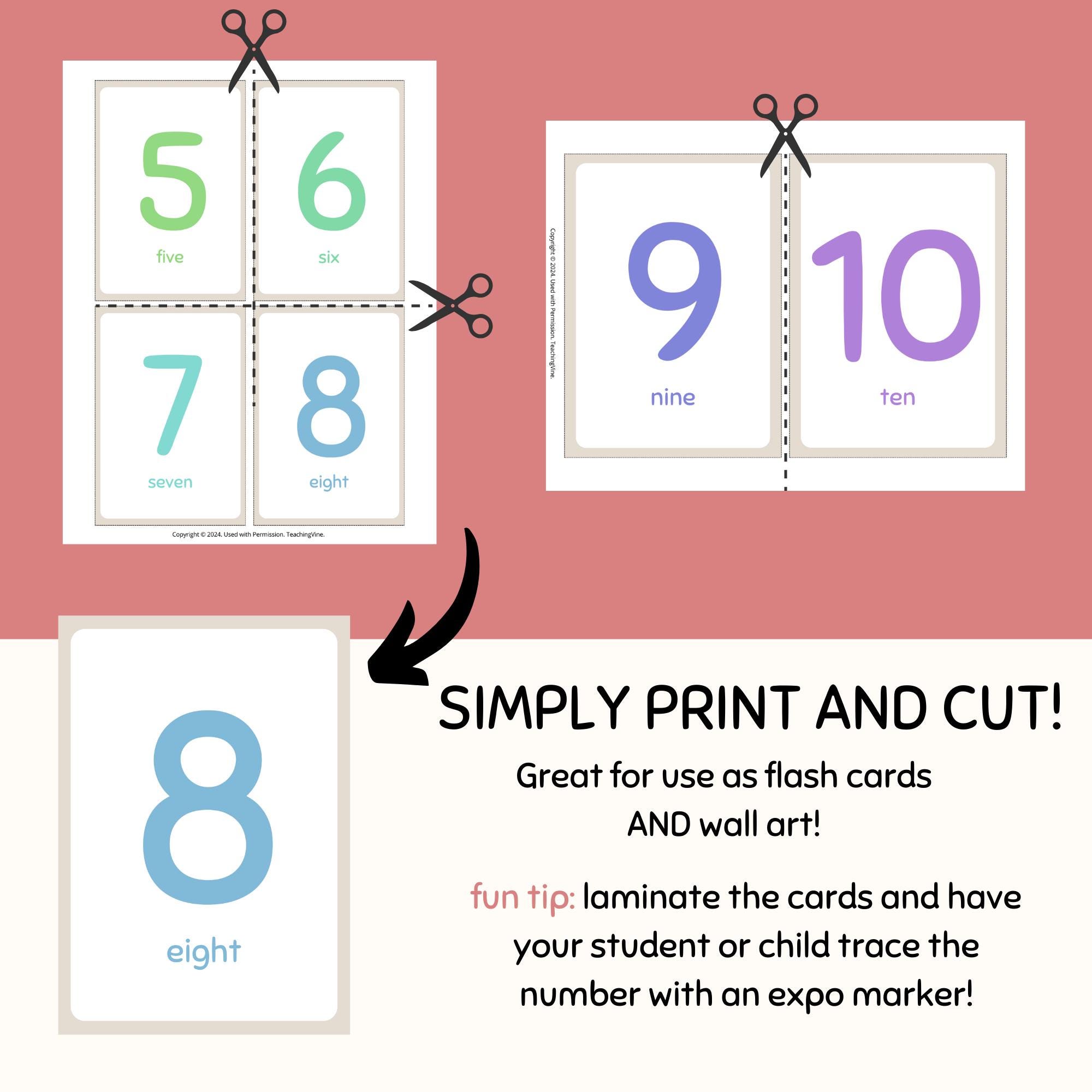 Number Flash Cards 1 to 10, Preschool Counting Flash Cards, Number ...