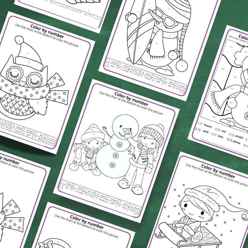 Winter Theme Color by Number Printable Math Activity for Kindergarten ...